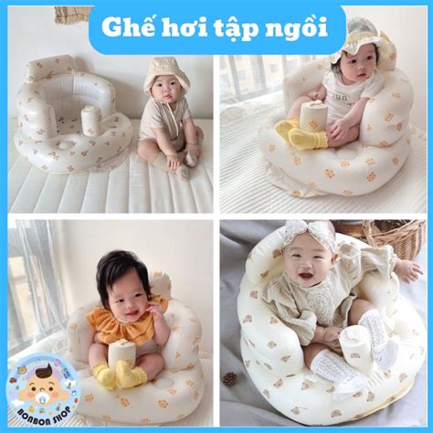Ghế Hơi Tập Ngồi Cho Bé Ghế Ngồi Ăn Dặm Bơm Hơi Tự Động Chống Ngã Cao