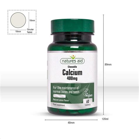 Natures Aid Chewable Calcium 400mg With Vitamin D 60 Tabs For Strong