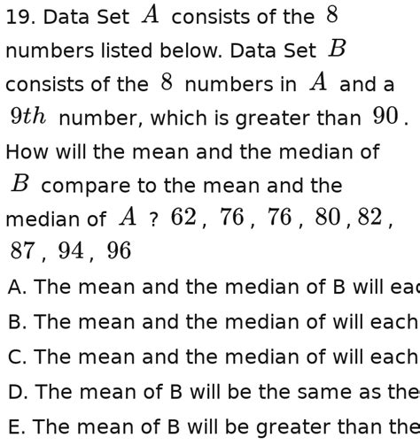 data set a consists of the 8 numbers listed below data set b consists