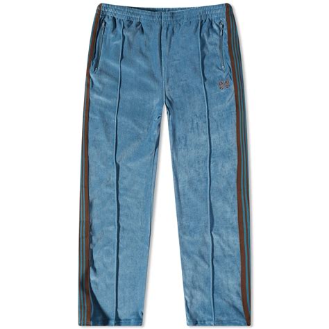 Needles Velour Narrow Track Pant Blue Grey End Kr