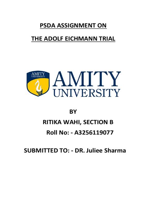 Psda Assignment On The Adolf Eichmann Trial Pdf Adolf Eichmann