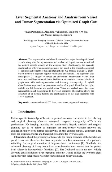 Pdf Liver Segmental Anatomy And Analysis From Vessel And Tumor