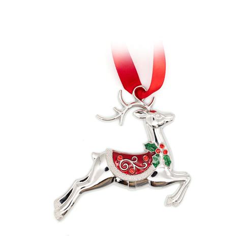 Prancing Reindeer Christmas Tree Decoration Silver Editions Uk