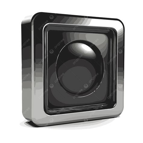 3d Image Of A Square Dark Button Vector A Simplistic Black Icon Of
