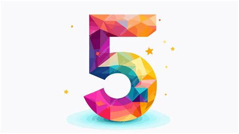 Retro Number Five Font On White Background Vector Illustration