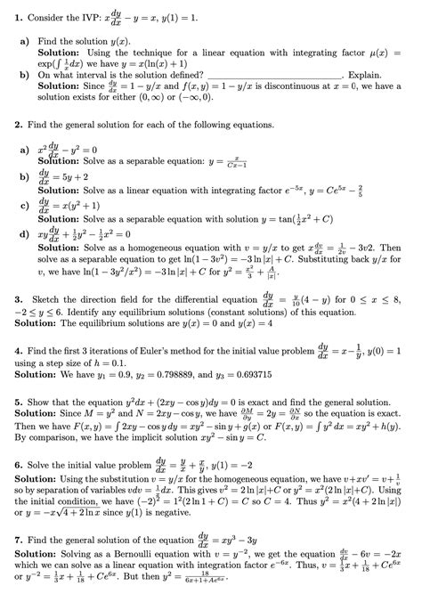 Solved Consider The Ivp Y Y A Find Chegg