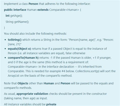 Solved Implement A Class Person That Adheres To The