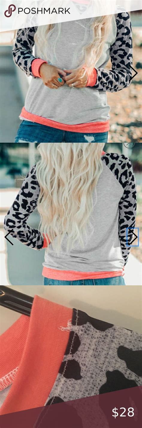 Leopard Splicing O Neck T Shirt Tee Light Grey Weight Shirts