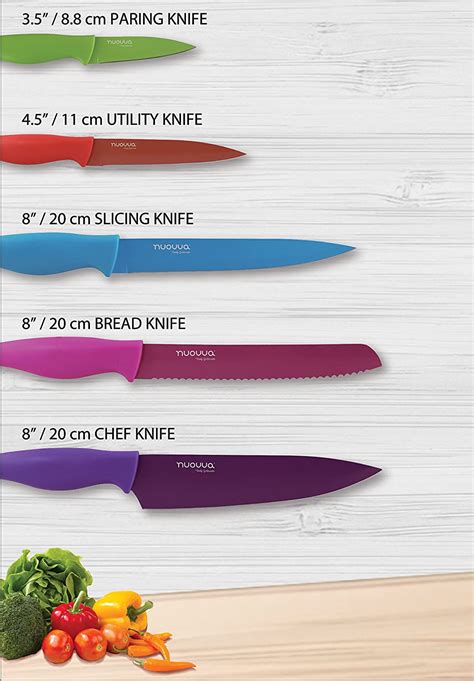 Kitchen Knife Set With Colour Coding 5 Piece Coloured Knives Set Stainless Steel By Nuovva