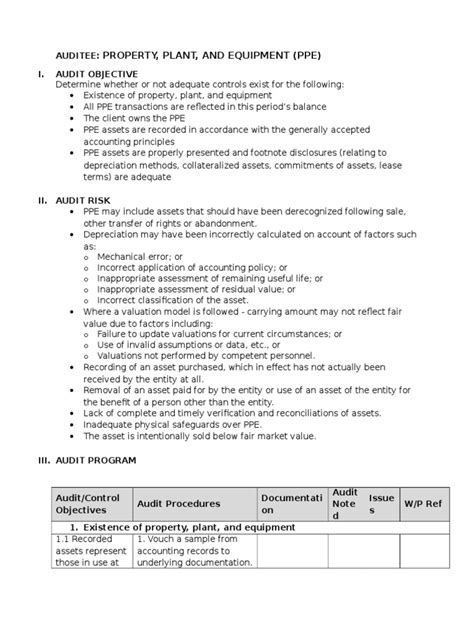 Ppe Audit Depreciation Audit