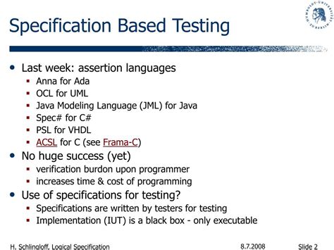 PPT Formal Methods Of Systems Specification Logical Specification Of Hard And Software