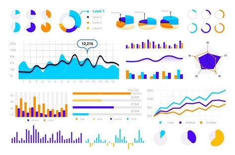 Premium Vector Statistic Graph Graphic Bars Round Infographic Pie