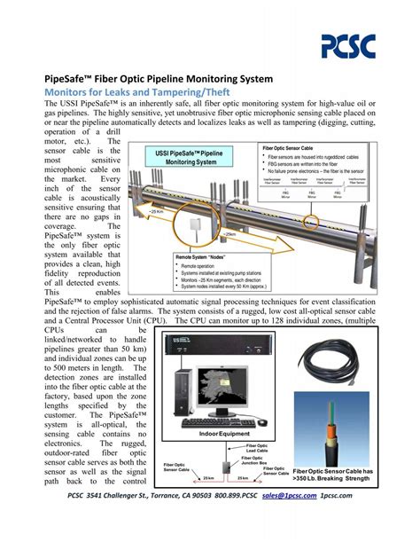 Pipesafe™ Fiber Optic Pipeline Monitoring System Monitors Pcsc