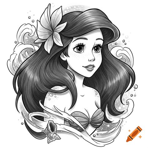 Ariel Tattoo Stencil