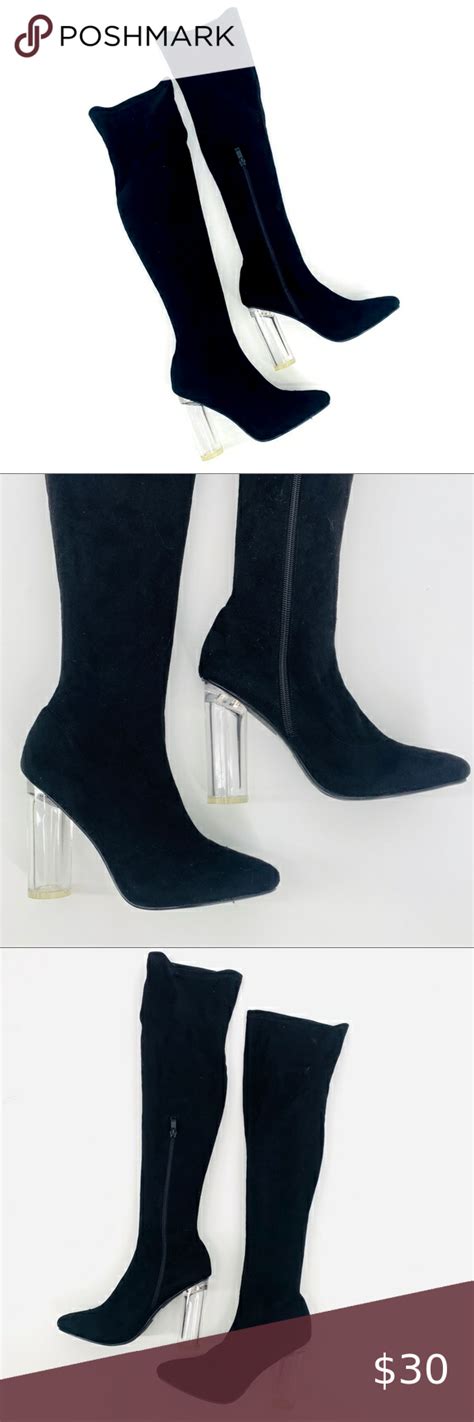 Charlotte Russe Layla Over The Knee Lucite Boot Thigh High Suede