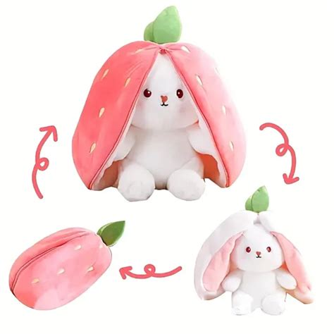 Reversible Strawberry Rabbit Plush Toy Teddy Daddy
