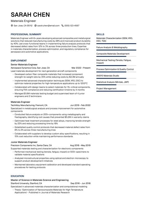Materials Engineer Resume Example And Writing Guide Useresume Ai