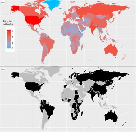 Global Distribution Of Zoonotic Outbreaks Locations Of All 4463