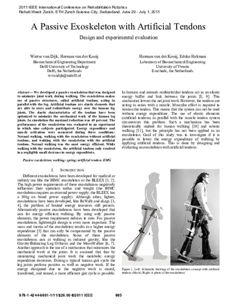 Pdf A Passive Exoskeleton With Artificial Tendons Design And