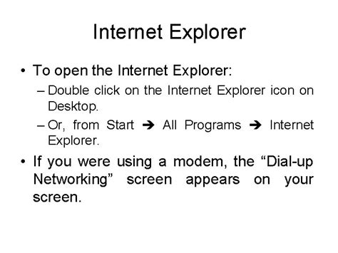 Computer Skills Internet Explorer Internet Explorer To