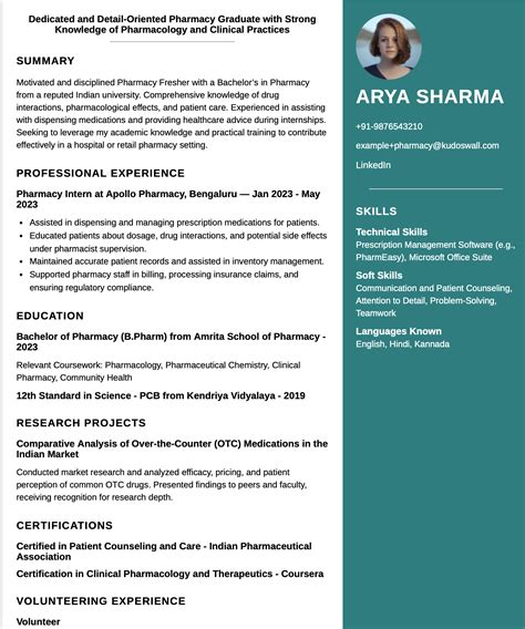 Pharmacy Fresher Resume Example Entry Level Career Tips And Skills