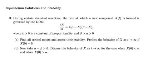Solved Equilibrium Solutions And Stability 3 During Certain