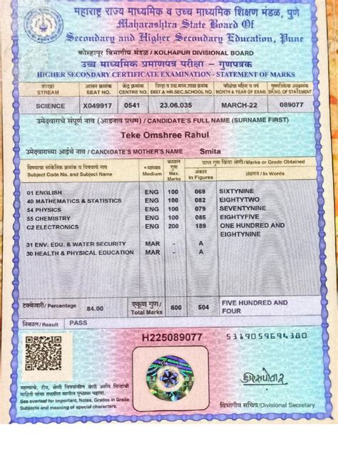 Hsc Marksheet Pdf