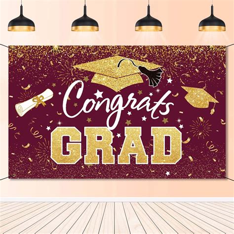 Graduation Party Decorations Maroon Gold Congrats Grad Class Of 2024