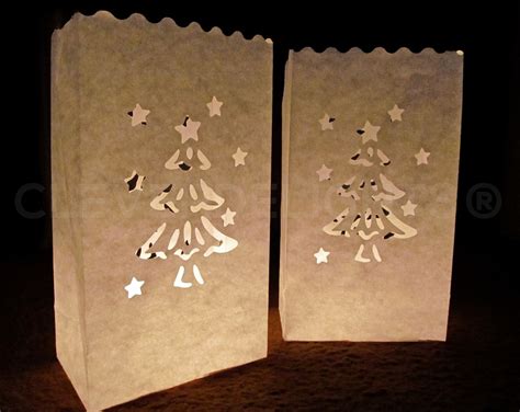 30 White Luminary Bags Christmas Tree Design Christmas Etsy