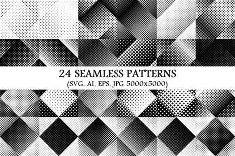 24 Seamless Monochrome Square Patterns Graphic By Davidzydd · Creative Fabrica