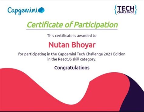Nutan Bhoyar On Linkedin Capgemini Techchallenge Reactjs