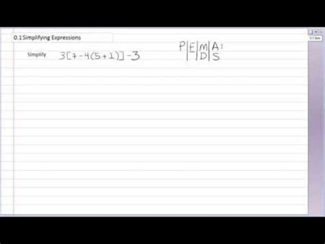 Algebra Video Simplifying Expressions Nested Parenthesis P1 YouTube