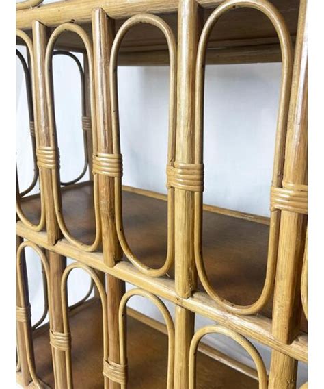 Mid Century Bamboo Display Case Vintage Bamboo Shelves Retro Wicker