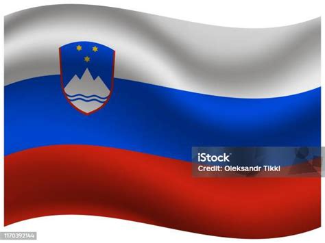 슬로베니아 흔들리는 효과와 아름다운 국기 원래 색상과 비율 웹 로고 아이콘 및 배경에 대한 놀라운 디자인 벡터 일러스트 레이션에서 모든 국가 플래그 세트 국기에 대한 스톡