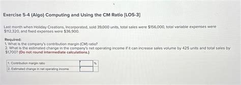 Solved Exercise 5 4 Algo Computing And Using The Cm Ratio