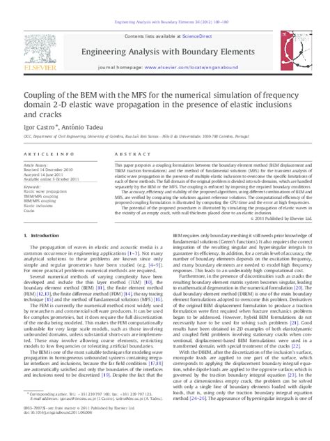 Pdf Coupling Of The Bem With The Mfs For The Numerical Simulation Of