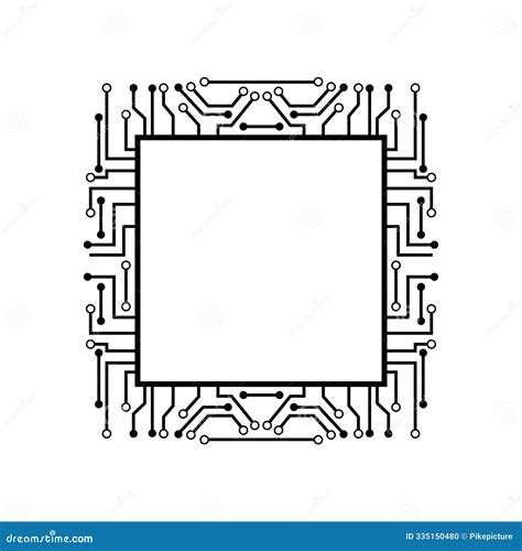 Microchip Frame Set Cartoon Vector Illustration 335140897