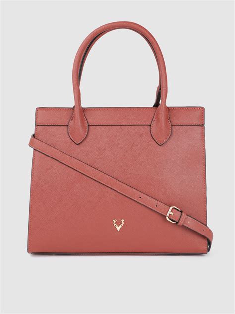 Buy Allen Solly Brown Solid Structured Shoulder Bag Handbags For