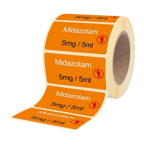 Etiquettes pour ampoules à briser Midazolam 5 mg 5 ml