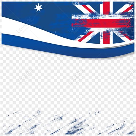 Blue Australian Old Flag Minimal Border Australian Day Celebrate Png
