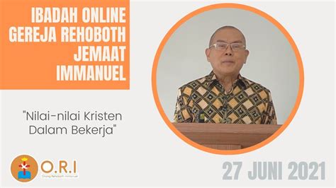 Ibadah Online Rehoboth Jemaat Immanuel 27 Juni 2021 YouTube