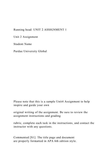 Running Head Unit 2 Assignment 1 Unit 2 Assignment Stdocx