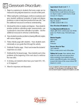 Angles And Degrees Lesson Plan By Learn Bright Education Tpt