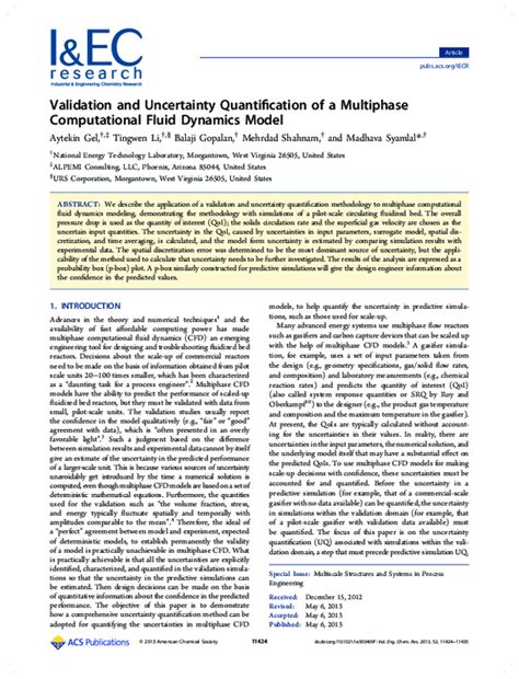 Pdf Validation And Uncertainty Quantification Of A Multiphase Computational Fluid Dynamics Model