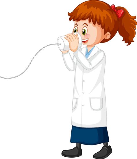Cute Girl Cartoon Character Wearing Science Lab Coat 2036454 Vector Art