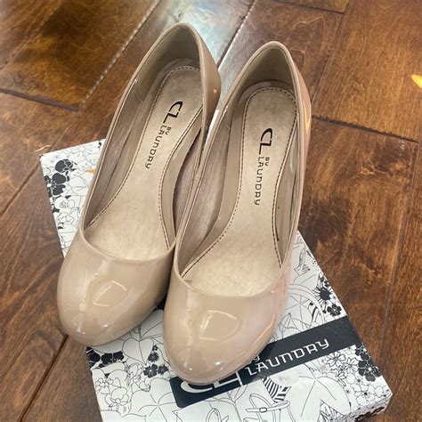 Cl Bt Laundry Patent Leather Nude Wedge Gem