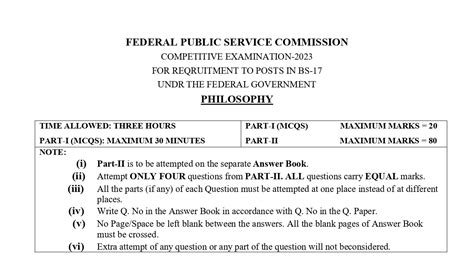 Css Past Papers Philosophy 2023 Cepi Pakistan