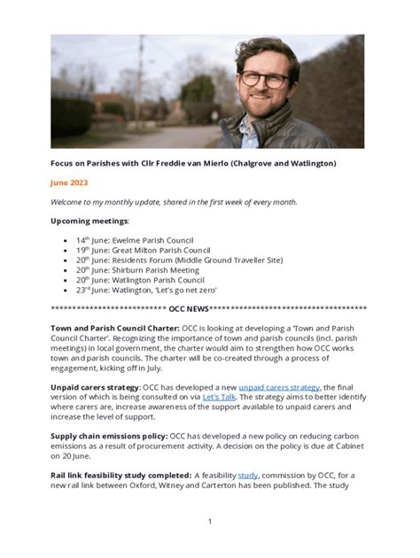 Fillable Online Little Milton Focus On Parishes With Cllr Freddie Van