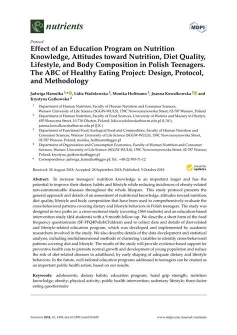 Pdf Effect Of An Education Program On Nutrition Knowledge Attitudes