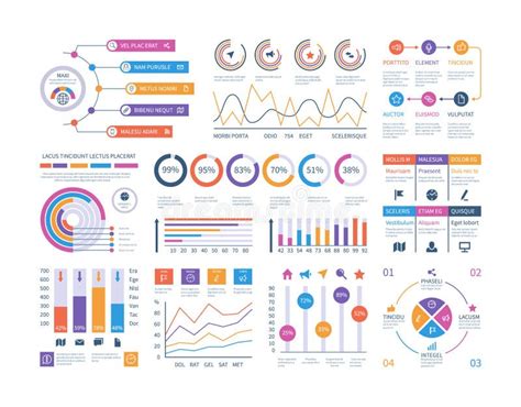 Infographic仪表板 Ui接口、信息面板与财务图表，圆形统计图表和比较图 向量 向量例证 插画 包括有 例证 组织 135110106